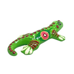 Green Talavera Clay Lizard Iguana Hand Painted Mexican Treasure Wall ...