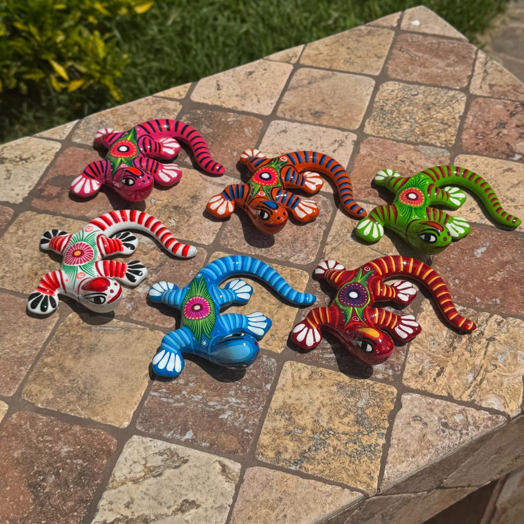 Talavera Clay Lizard | Handmade and Hand-painted in Mexico | Wall Art ...
