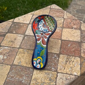 Talavera Spoon Rest | Handmade in Mexico | Painted Ceramic Floral ...