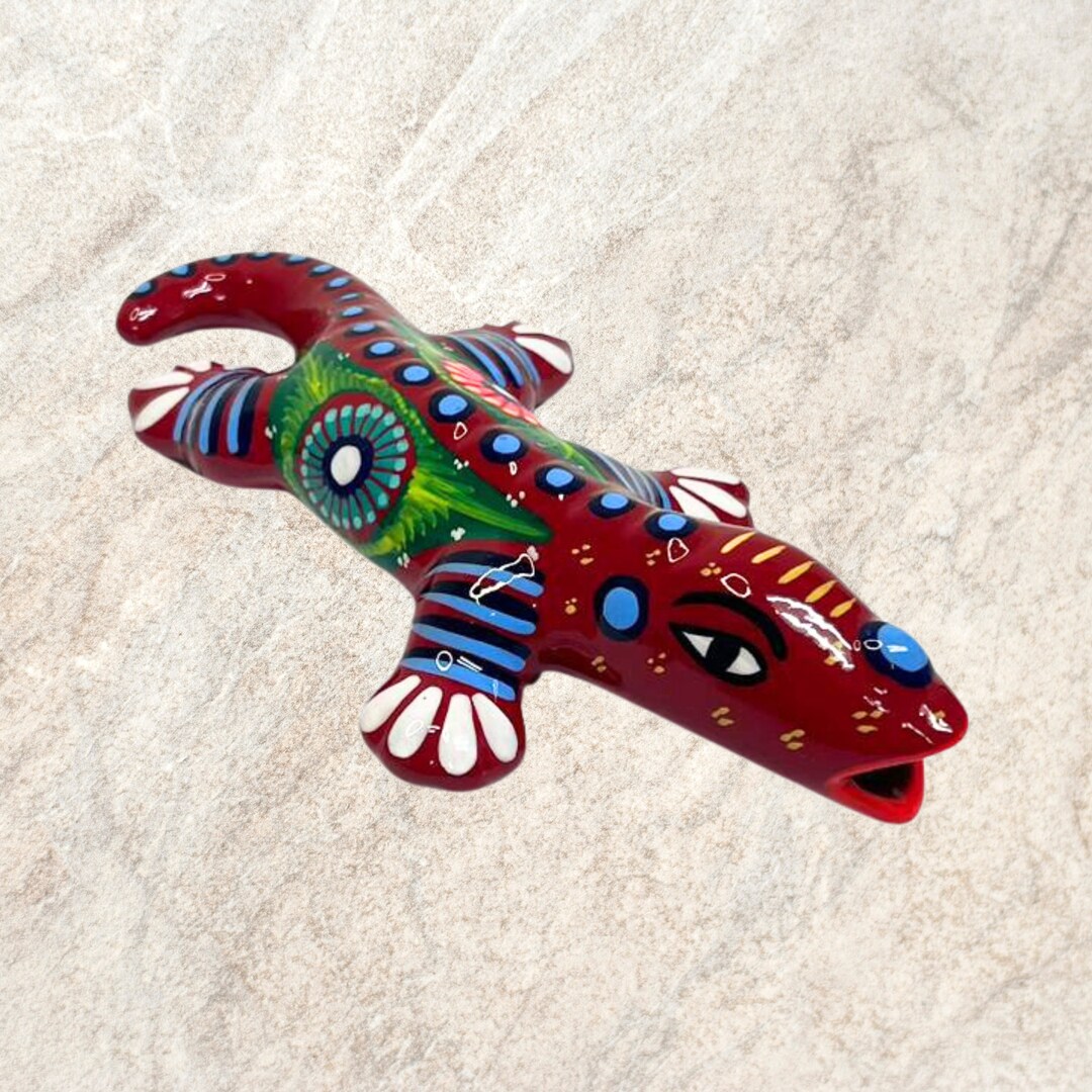 Red Talavera Clay Lizard Iguana Hand Painted Mexican Treasure Wall Art ...