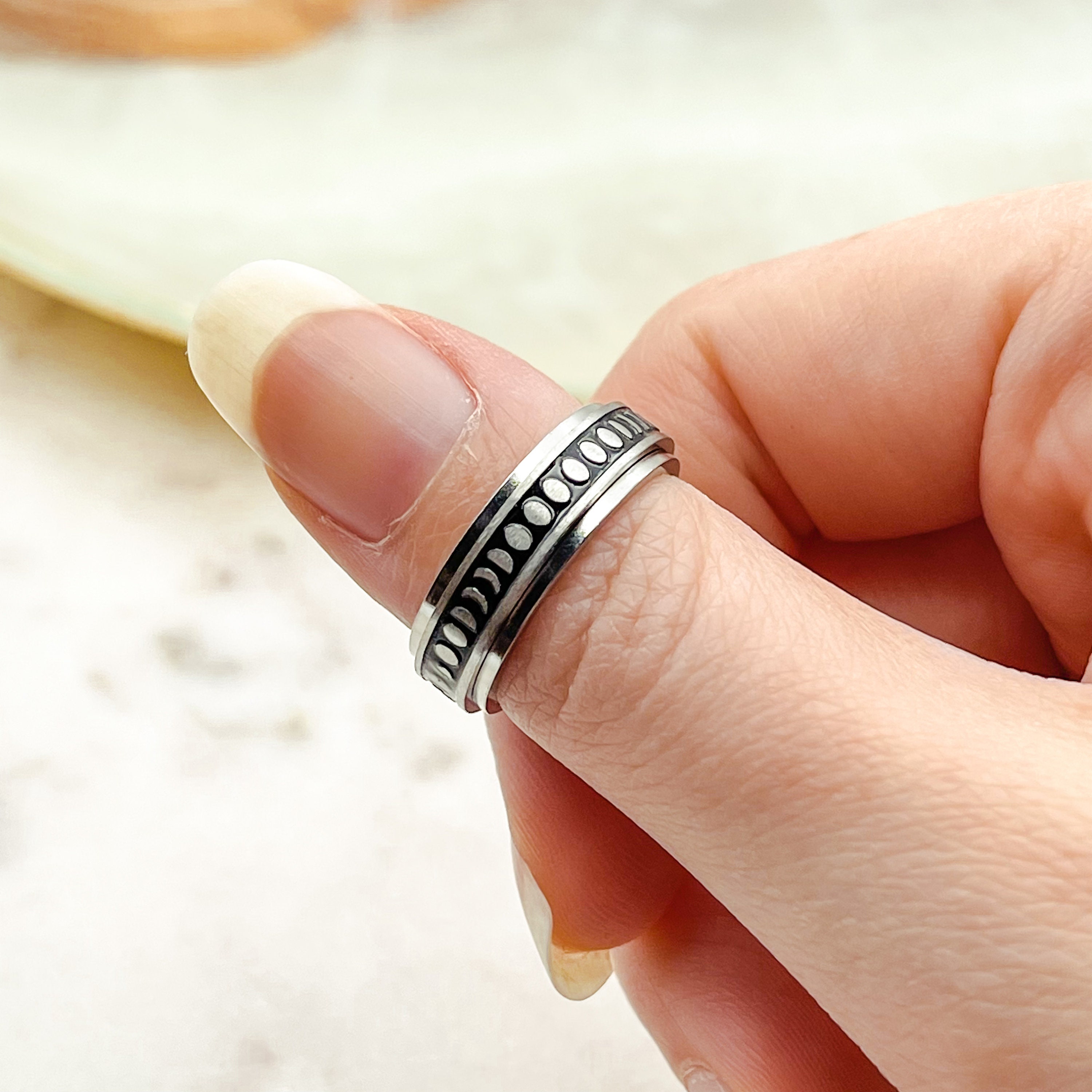 Set of 4 Spinner Rings, Rotating Ring, Meditation Ring, Exam Fidget ...