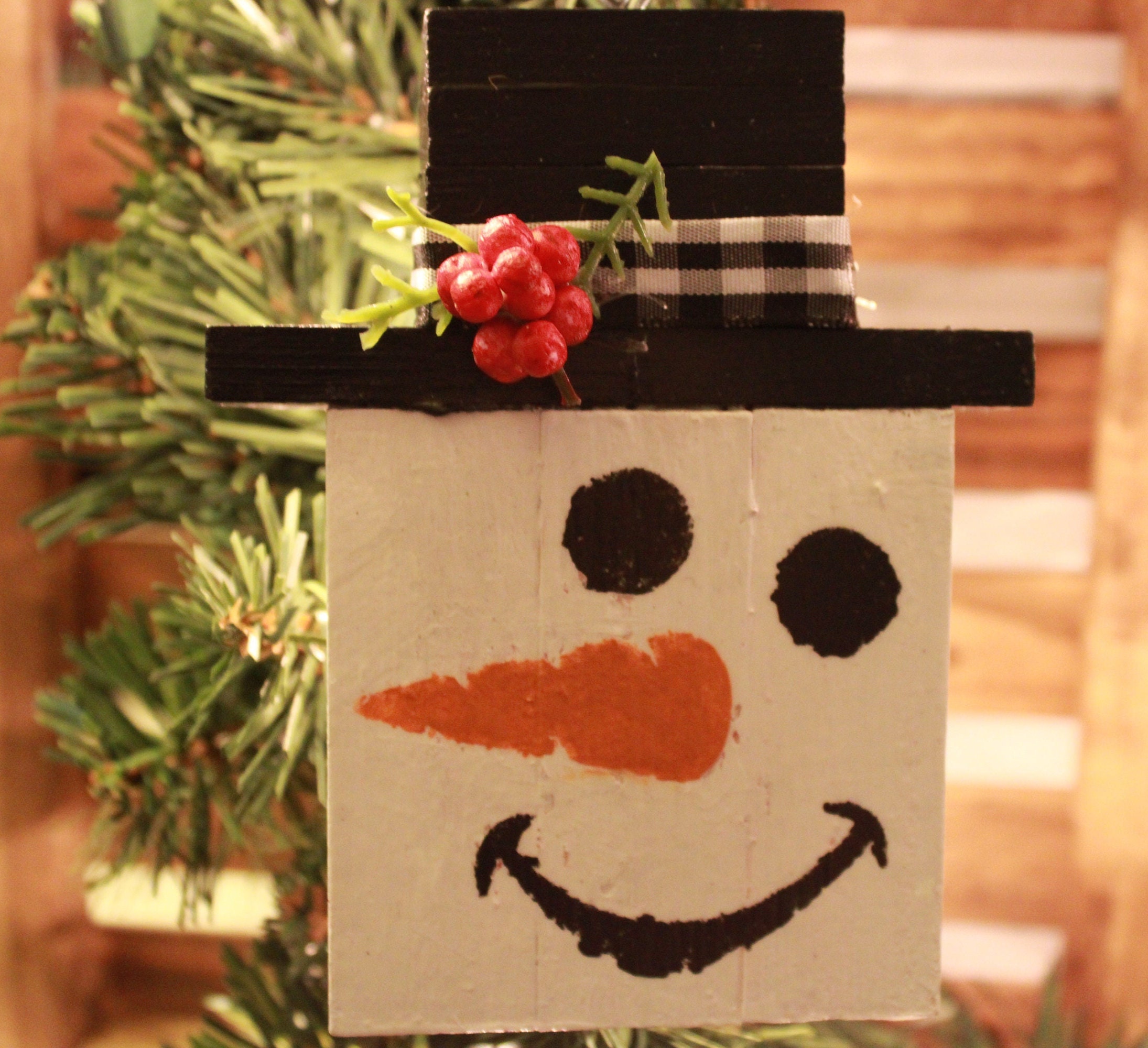 Snowman Jenga Block Ornament - Etsy