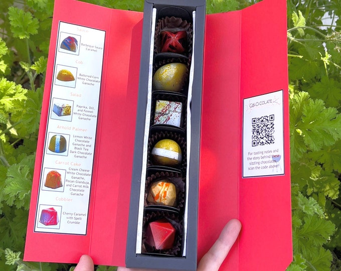 Assorted 6-piece Small Chocolate Box, Gourmet Handmade Bonbons, Artisan ...