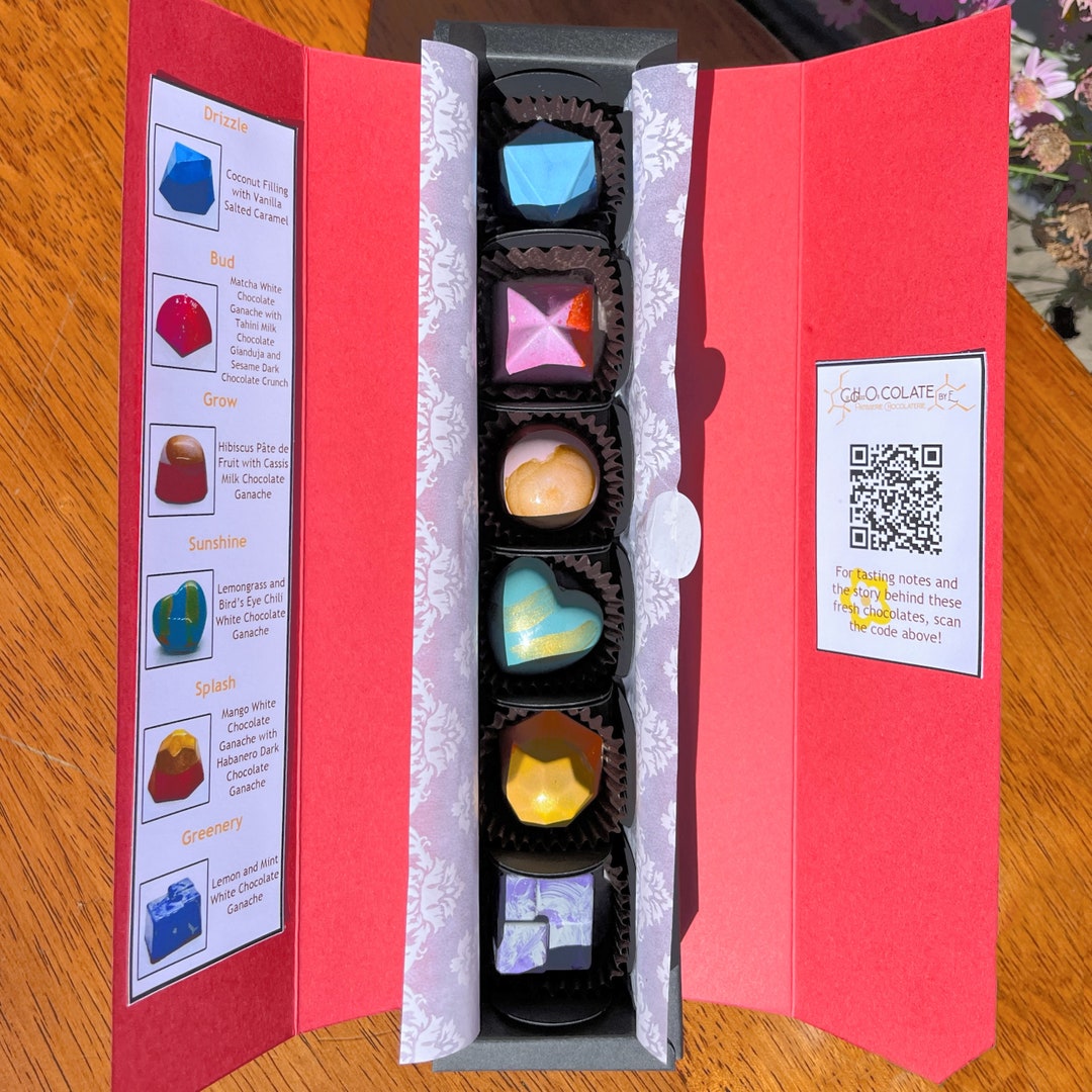 Assorted 6-piece Small Chocolate Box, Gourmet Handmade Bonbons, Artisan ...