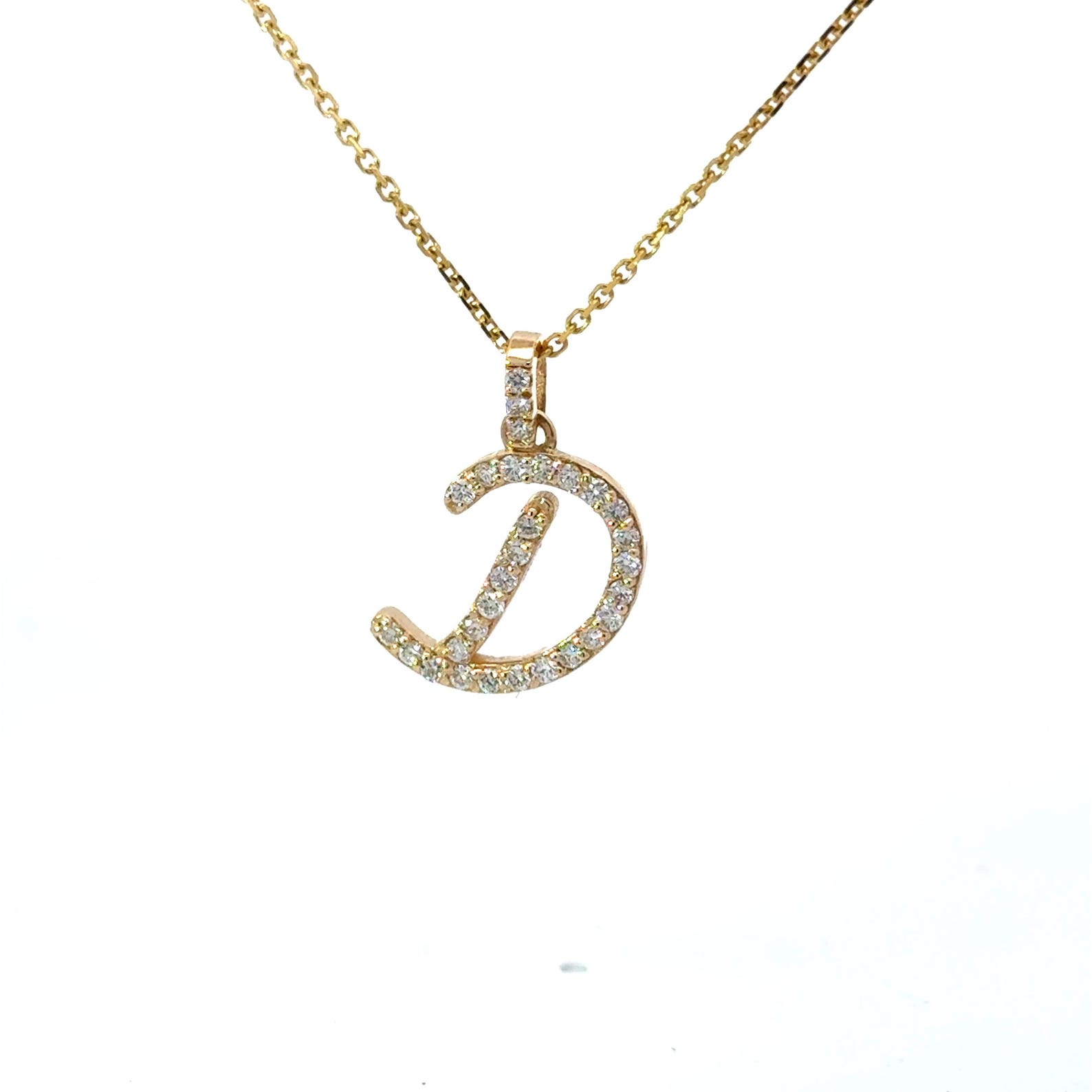 14K Yellow Gold Diamond Initial ‘D’ Pendant - Etsy