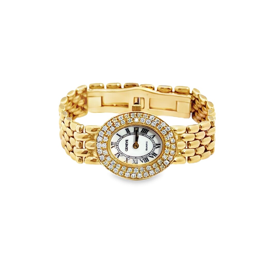 14k Yellow Gold Geneve Diamond Watch - Etsy