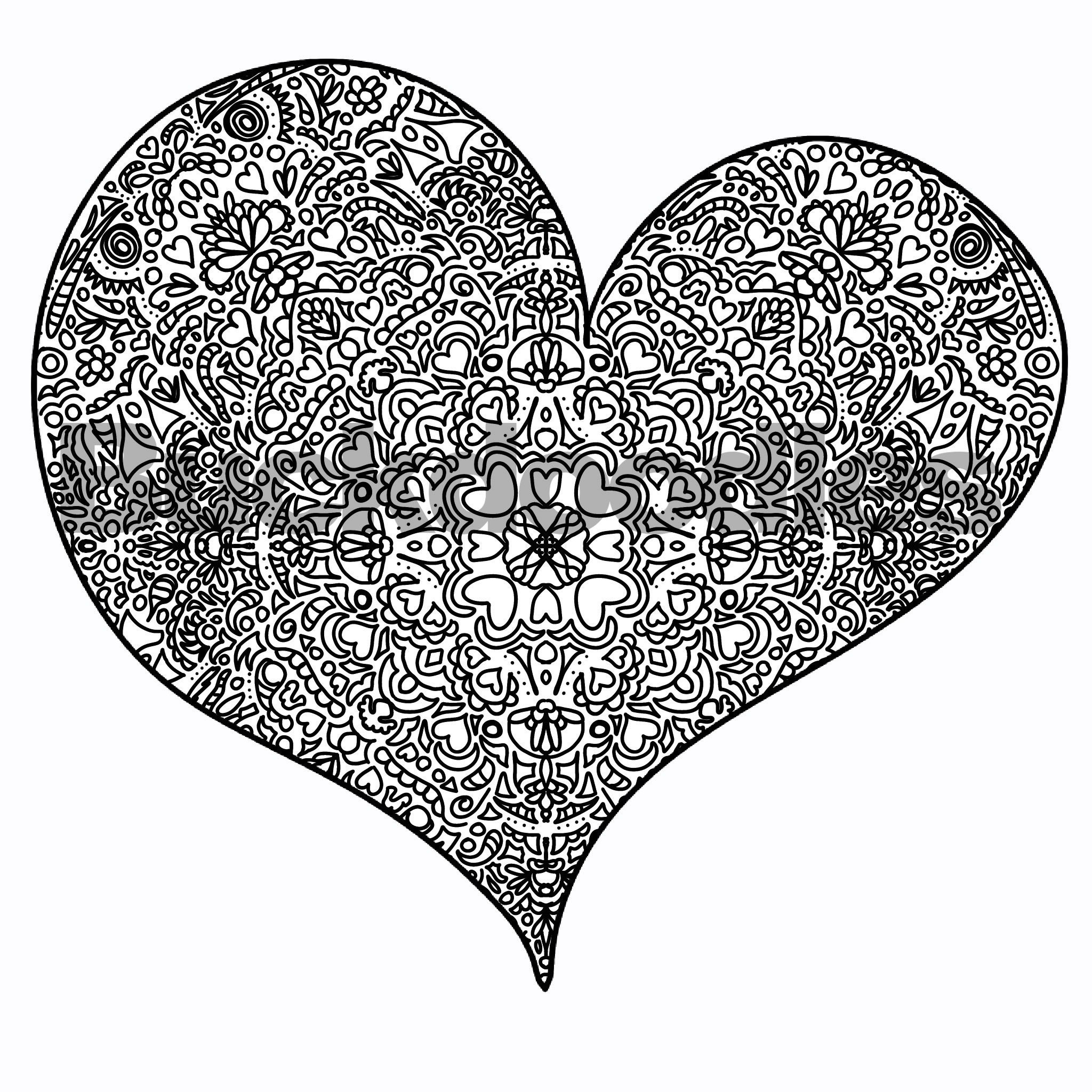 Heart Doodle Printable Colouring Page - Etsy