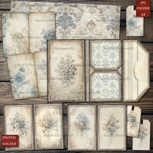 Shabby Junk Journal Kit, Floral Papers, Vintage Ephemera, Insert ...