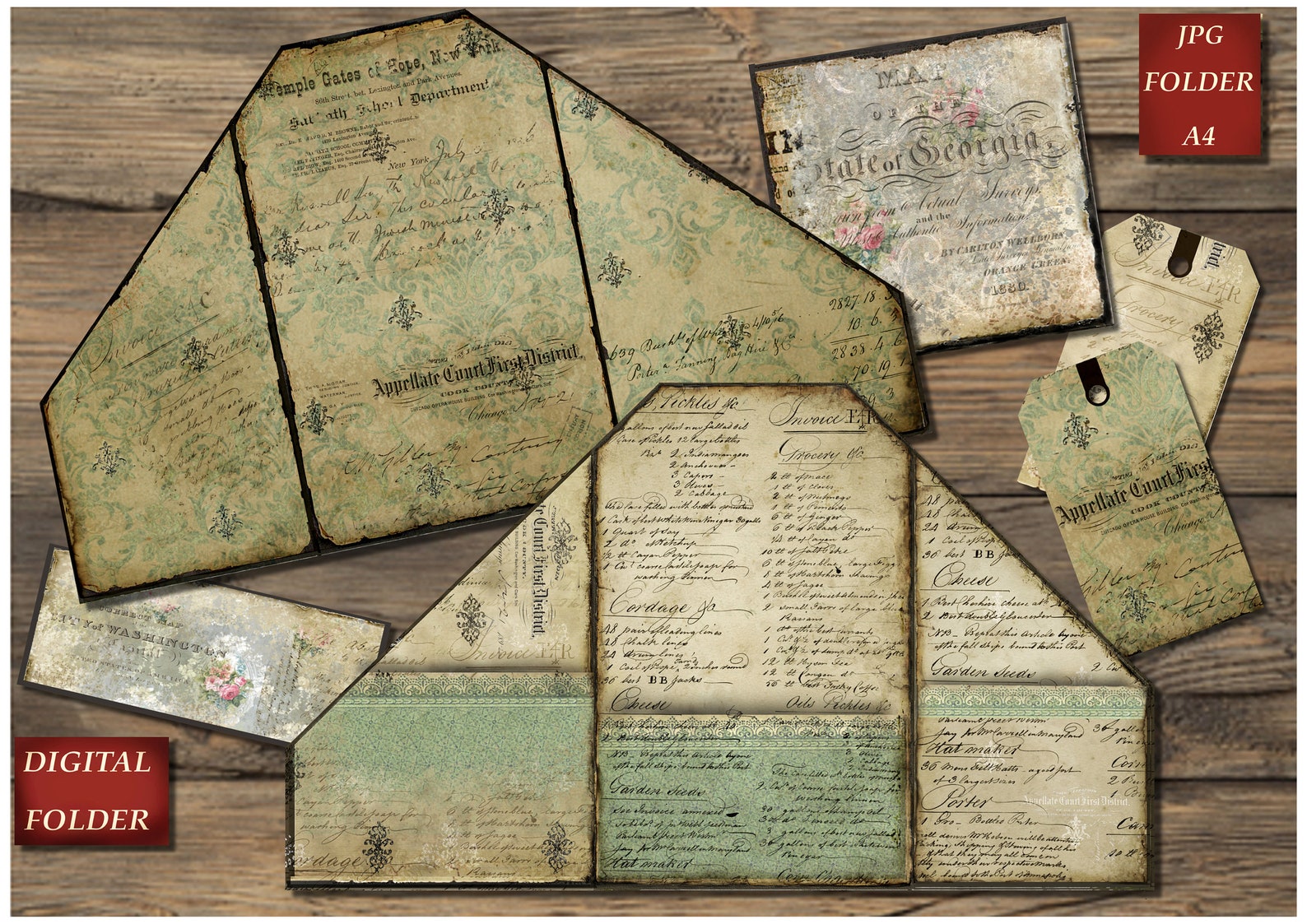 Handwritten Texture Junk Journal Kit Vintage Journals - Etsy