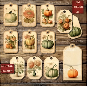 Pumpkin Tags, Vintage Autumn Labels, Junk Journal Ephemera ...