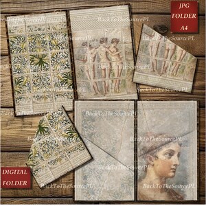 Antique Junk Journal, Printable Frescoes, Ancient Journal Kit, Collage ...