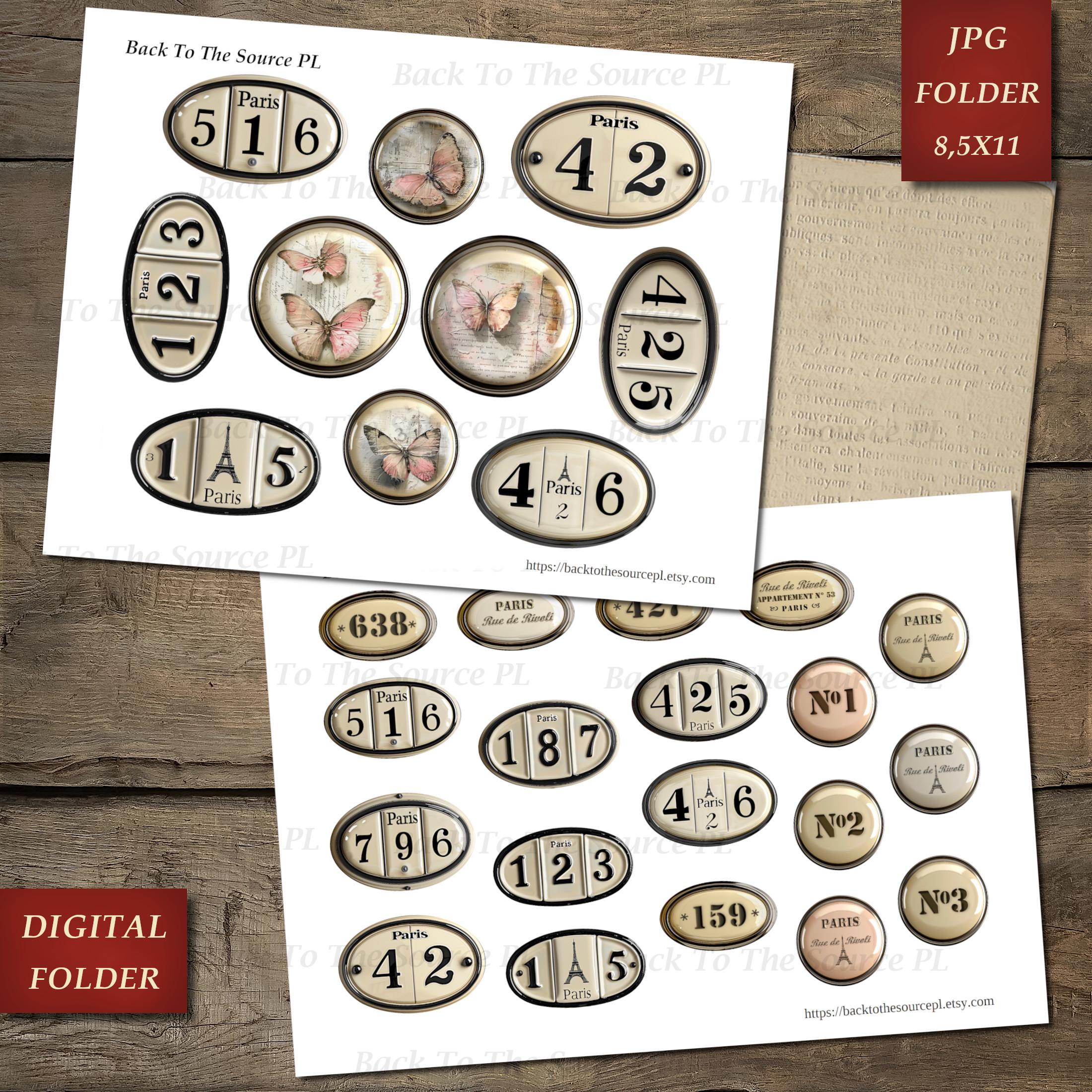 French Labels Junk Journal Kit, Numbers Digital, Journal Words, Vintage ...