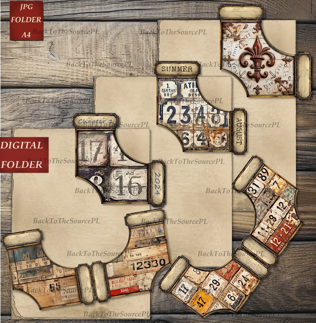 Junk Journal Tabs, Vintage Ephemera Kit, Distressed Numbers, Steampunk ...