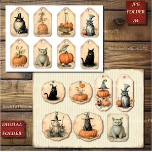 Pumpkin Tags, Vintage Autumn Labels, Junk Journal Ephemera ...