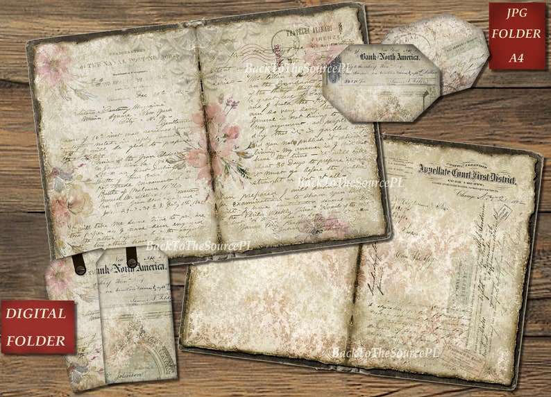 Vintage Pages, Junk Journal Kit, Journal Supplies, Printable Ephemera ...