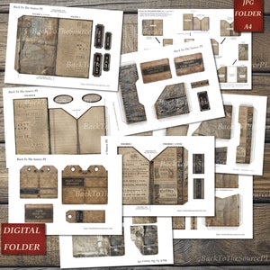 Skinny Junk Journal Kit, Grunge Folio, Printable Ephemera, Craft Kit ...