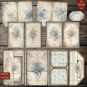 Shabby Junk Journal Kit, Floral Papers, Vintage Ephemera, Insert ...