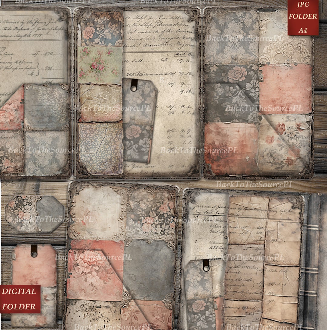 Junk Journal Kit, Printable Kit, Collage Sheet, Handwritten Journal ...