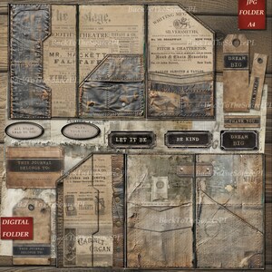 Skinny Junk Journal Kit, Grunge Folio, Printable Ephemera, Craft Kit ...
