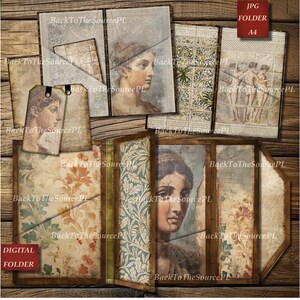 Antique Junk Journal, Printable Frescoes, Ancient Journal Kit, Collage ...