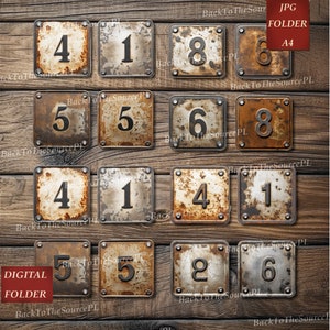 Vintage Tags and Labels, Distressed Numbers, Grungy Ephemera for Junk ...