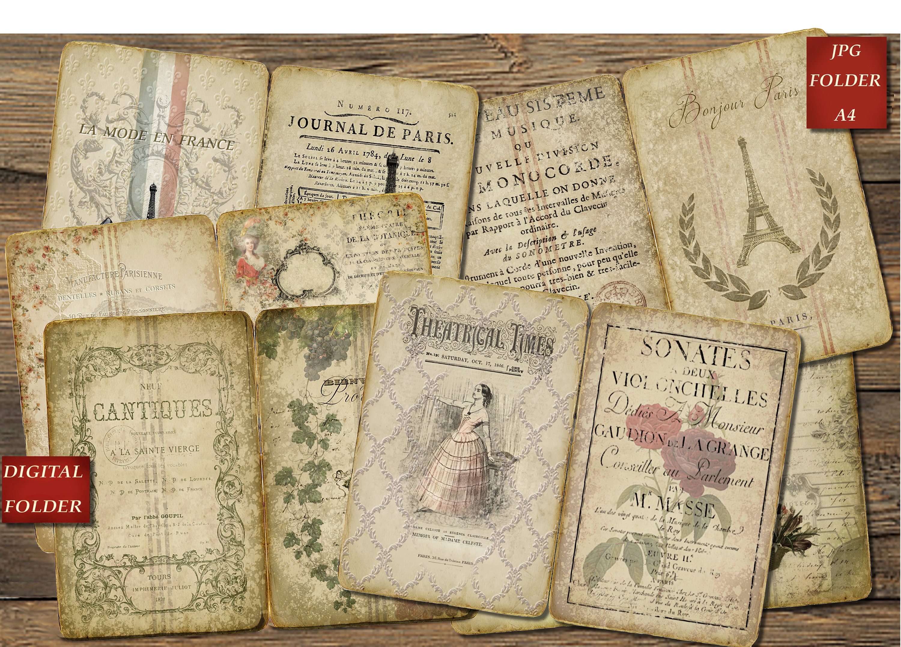 Paris Junk Journal Kit, French Vintage Paper, Journal Supplies ...