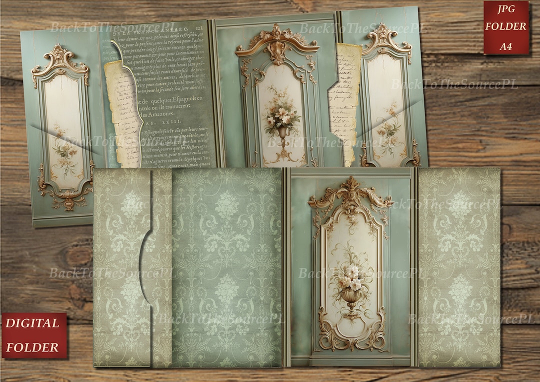 French Wardrobe Junk Journal Kit, Vintage Ephemera, Turquoise Insert ...