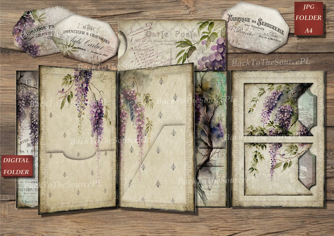 Purple Junk Journal Kit, Watercolor Flowers, Vintage Journals ...