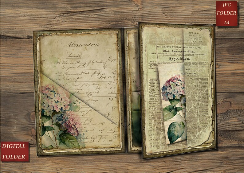 Watercolor Garden Junk Journal Kit, Scrapbooks, Collage Sheet, Vintage ...