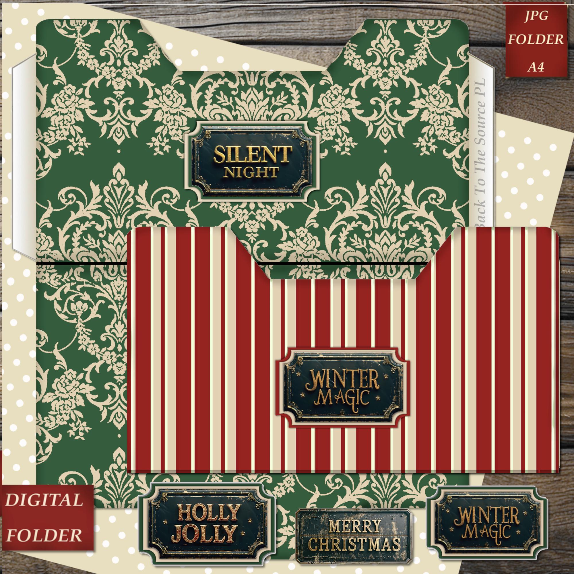 Christmas File Folder Set, Junk Journal Kit, Christmas Labels, Holiday ...