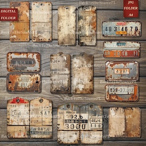 Vintage Industrial Labels and Tags, Distressed Numbers, Grungy ...