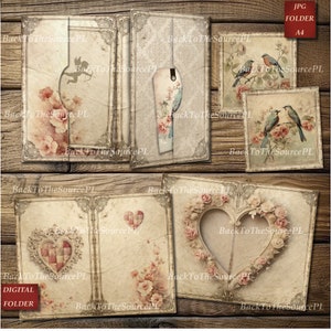 Shabby Junk Journal Kit, Printable Ephemera, Floral Papers, Vintage ...