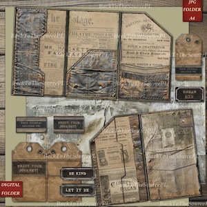 Skinny Junk Journal Kit, Grunge Folio, Printable Ephemera, Craft Kit ...