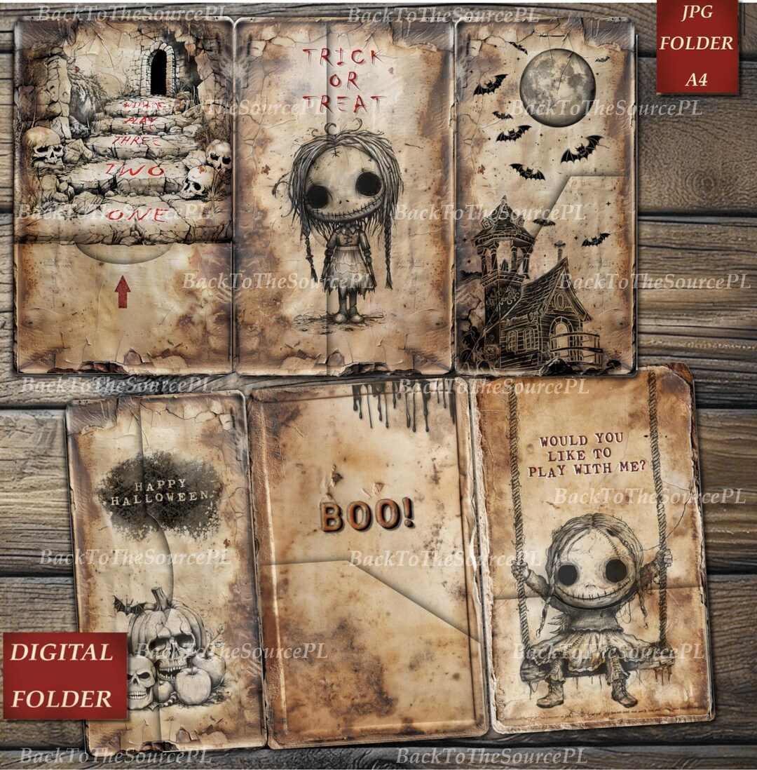 Halloween Junk Journal Kit, Spooky Pages, Halloween Ephemera, Creepy Halloween Folio, Scrapbooks ...