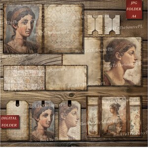 Antique Junk Journal, Printable Frescoes, Ancient Journal Kit, Collage ...