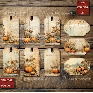 Autumn Junk Journal Fall Ephemera, Collage Sheet, Pumpkin Tags ...