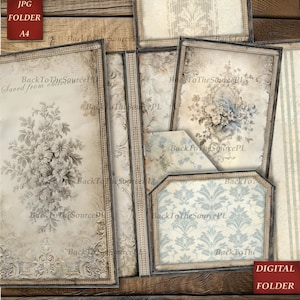 Shabby Junk Journal Kit, Floral Papers, Vintage Ephemera, Insert ...