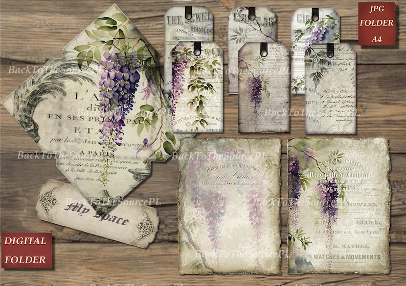Purple Junk Journal Kit Watercolor Flowers Vintage Journals - Etsy