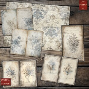 Shabby Junk Journal Kit, Floral Papers, Vintage Ephemera, Insert ...