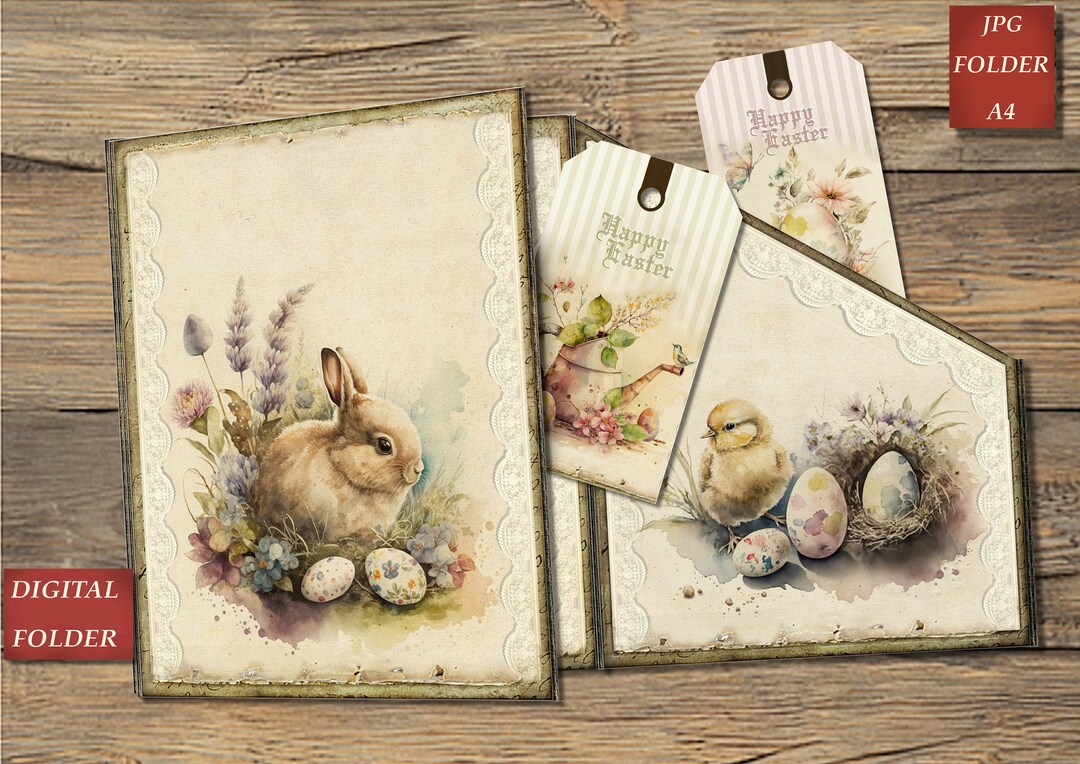Easter Junk Journal Kit, Easter Eggs, Vintage Ephemera, Easter Bunny ...