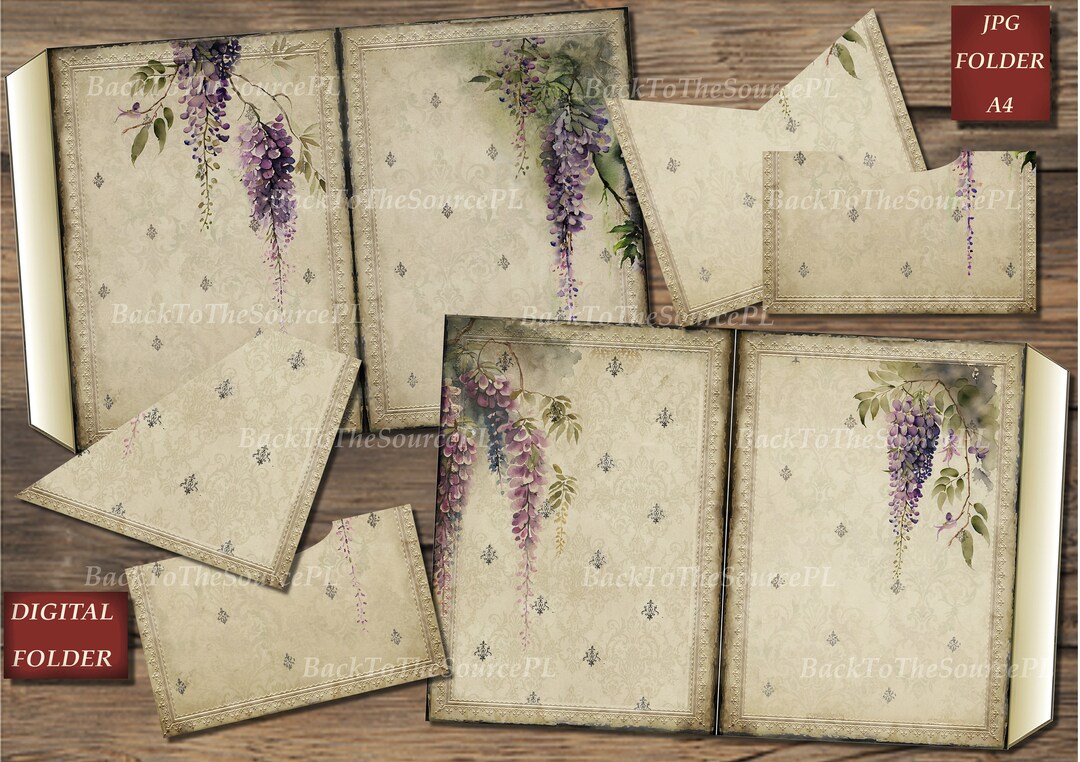 Purple Junk Journal Kit, Watercolor Flowers, Vintage Journals ...