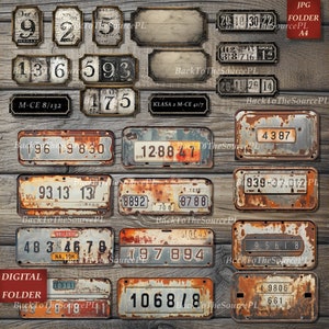 Vintage Industrial Labels and Tags, Distressed Numbers, Grungy ...