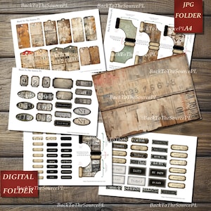 Vintage Industrial Labels and Tags, Distressed Numbers, Grungy ...