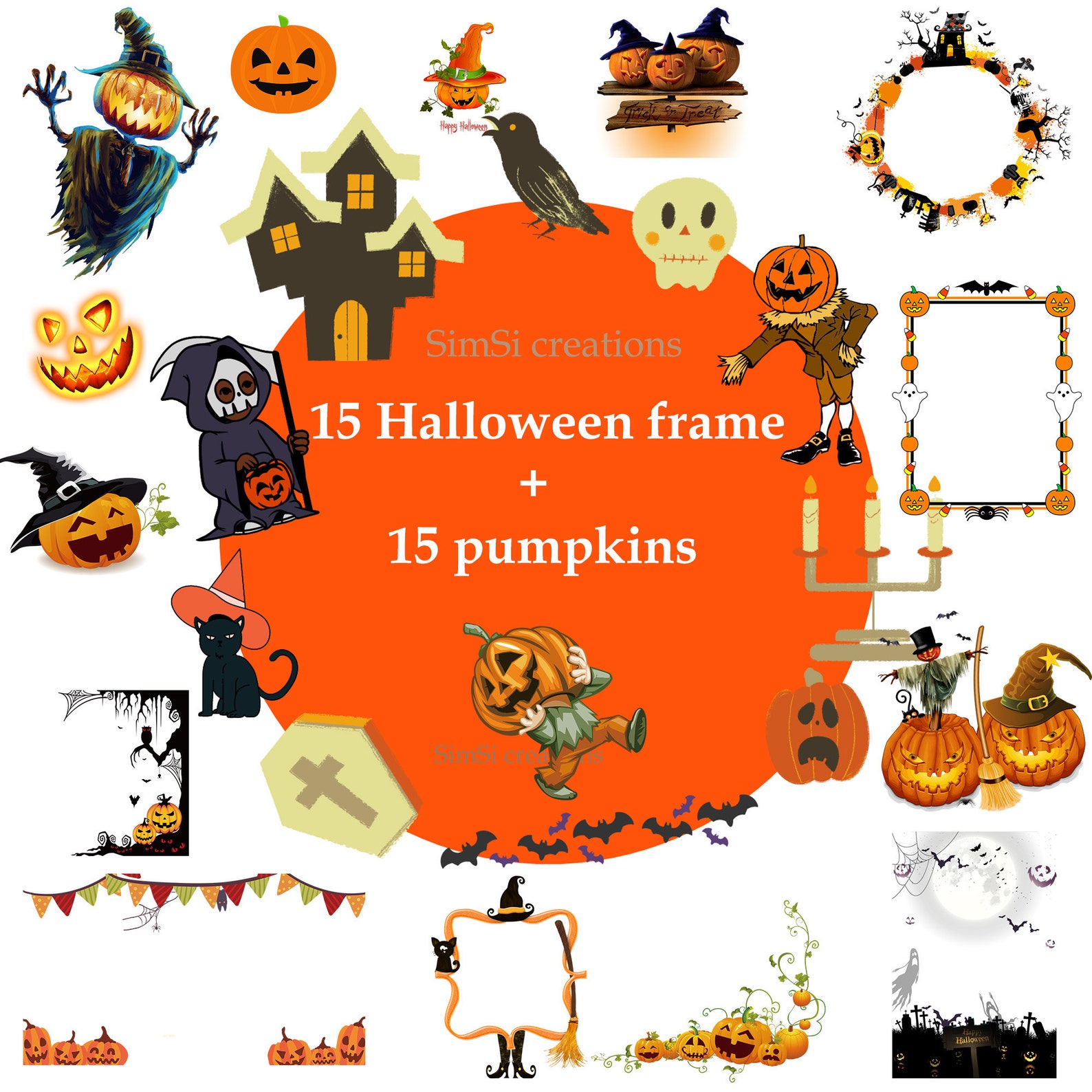 Halloween Frames Clipart - Digital Halloween Frames Clipart -halloween ...