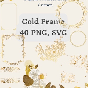 40 Gold Frames Clipart, Gold Border Svg, Polygona, Golden Frame Png ...