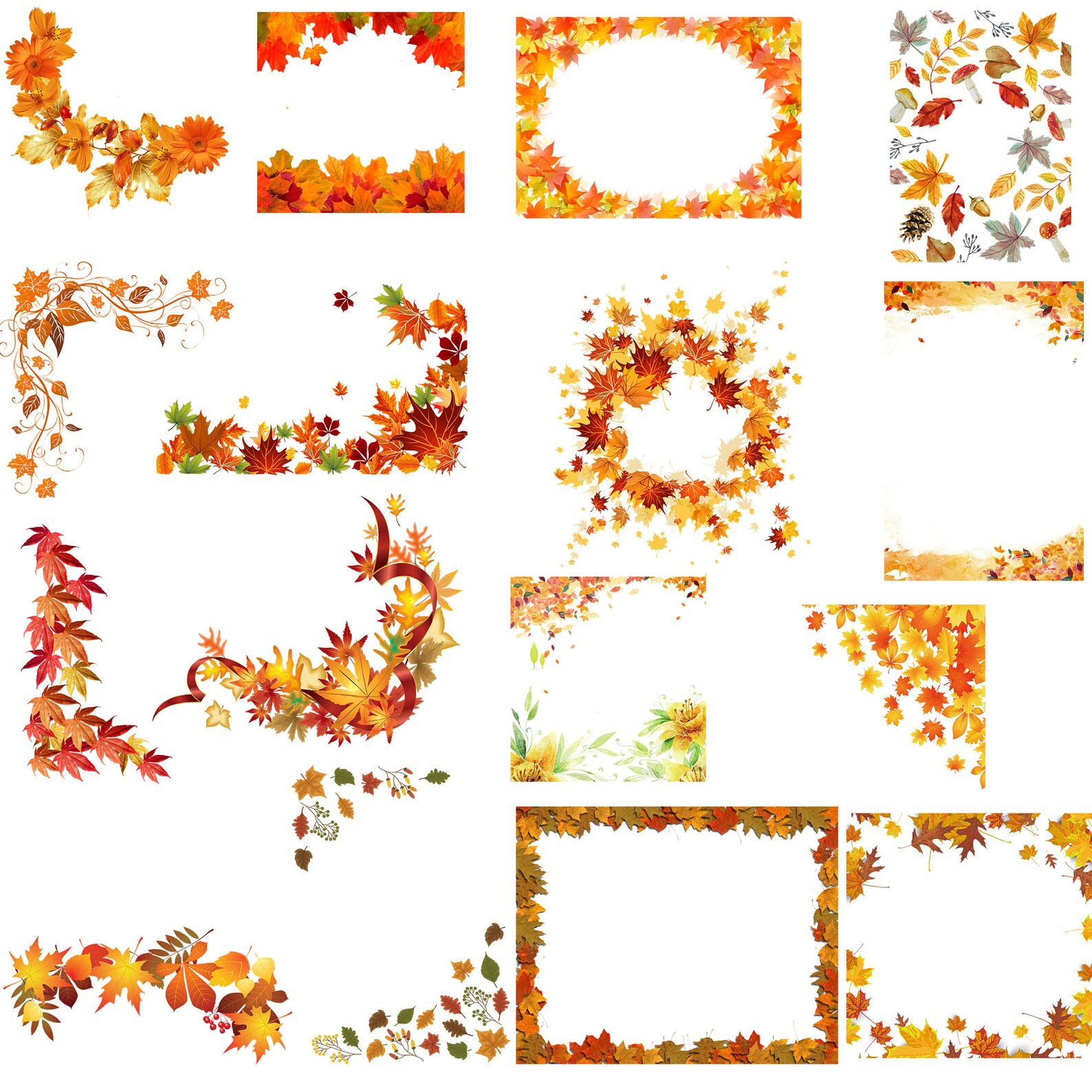 20 Floral Autumn Frames Watercolor Fall Leaves Autumn - Etsy