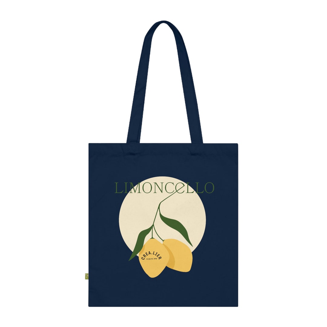 Limoncello Organic Cotton Tote Bag Navy Blue - Etsy
