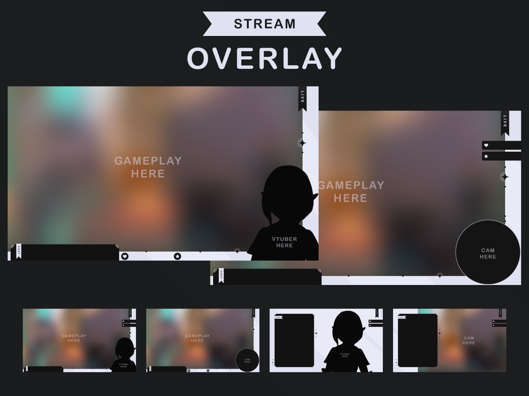 Stream Overlay | Simple Black & White | Twitch | Youtube | Streamer | Vtuber Assets - Etsy