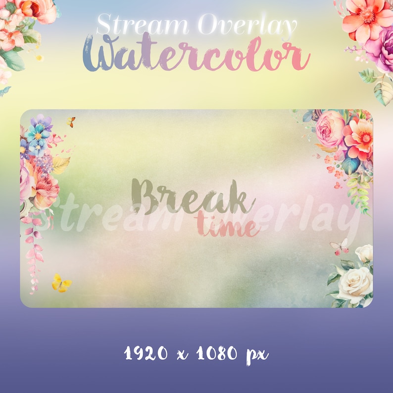 Watercolor Stream Overlay Twitch Youtube Streamer Vtuber Assets - Etsy