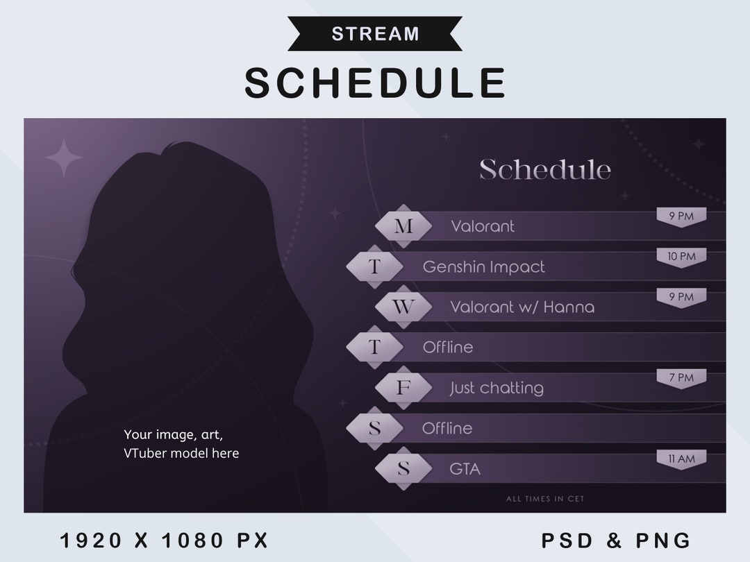Stream Schedule | Fancy Purple | Twitch Streamer | Vtuber Assets ...